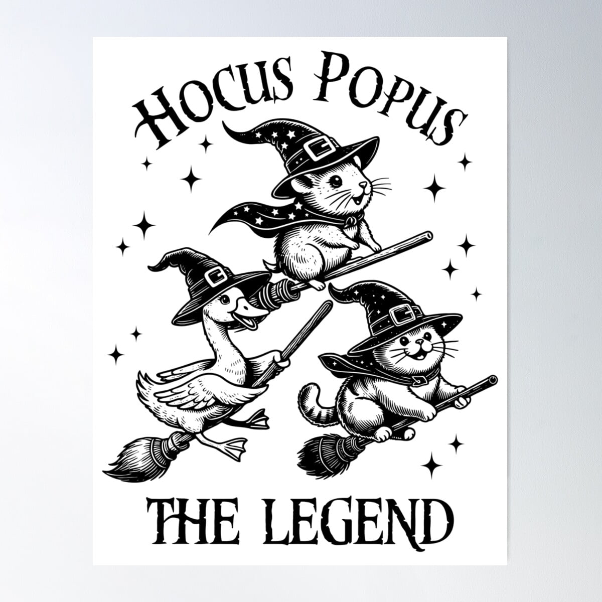 Animals Witch. Hocus Pocus The Legend, Black Color Poster Wall Art ...
