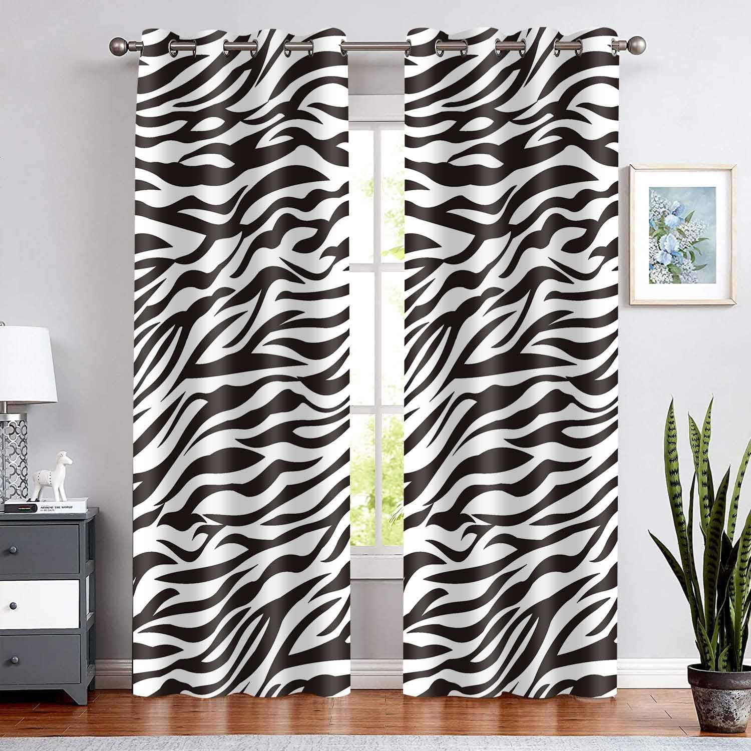 Animals Zebra Print Curtain, Room Darkening Thermal Insulated Blackout ...