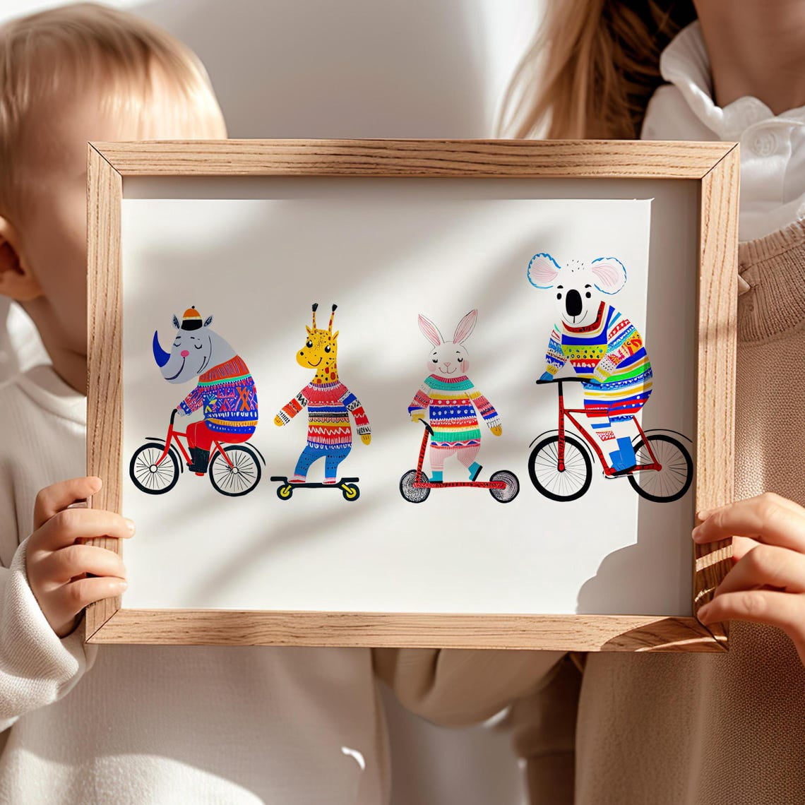 Animals in Sweaters Wall Art Playful Minimal Decor, Unframed Paper ...