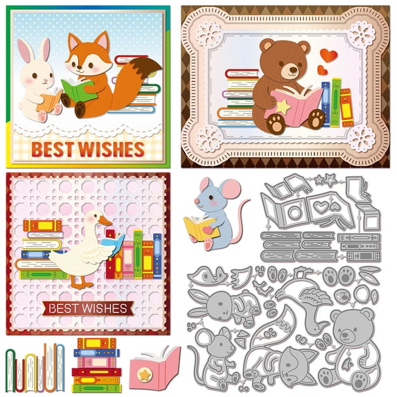 Animals with Book Carbon Steel Cutting Dies Stencils for DIY ...