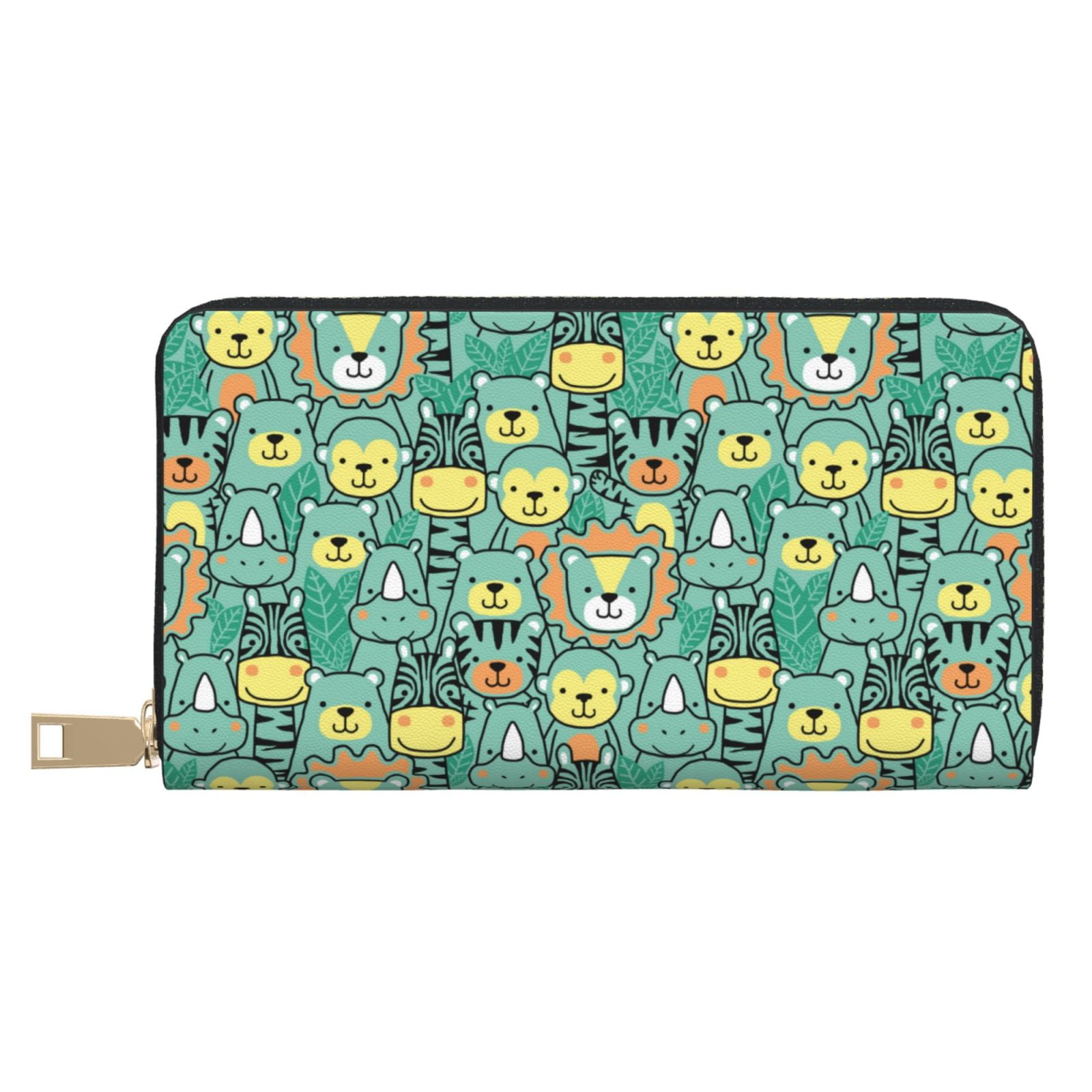 Animals with Leaf Wallet Women, Leather Bifold Multi Card Wallet, Women ...