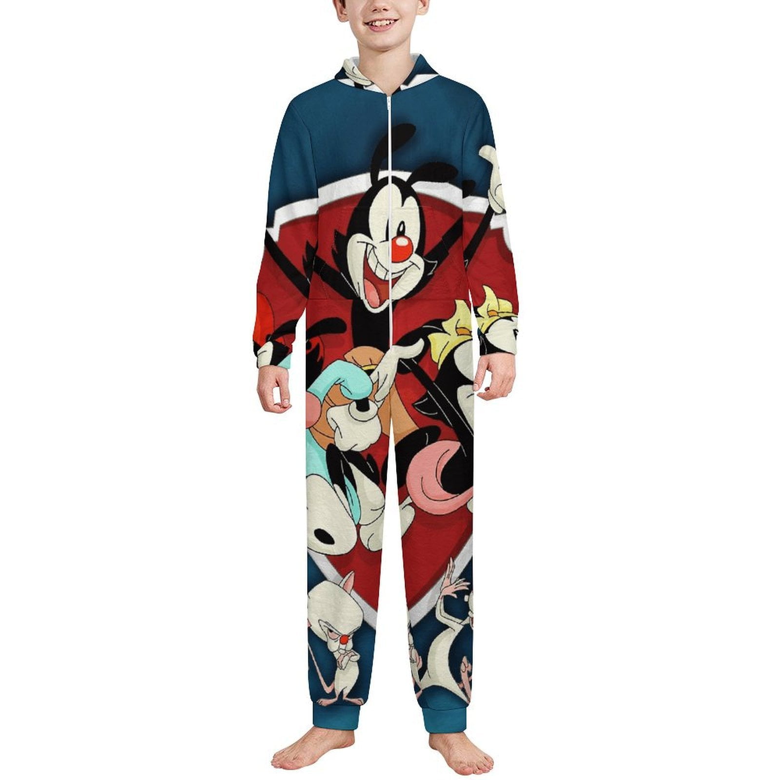 Animaniacs Kids One Piece Pajama Hooded Union Suit PJs Sleepwear for ...