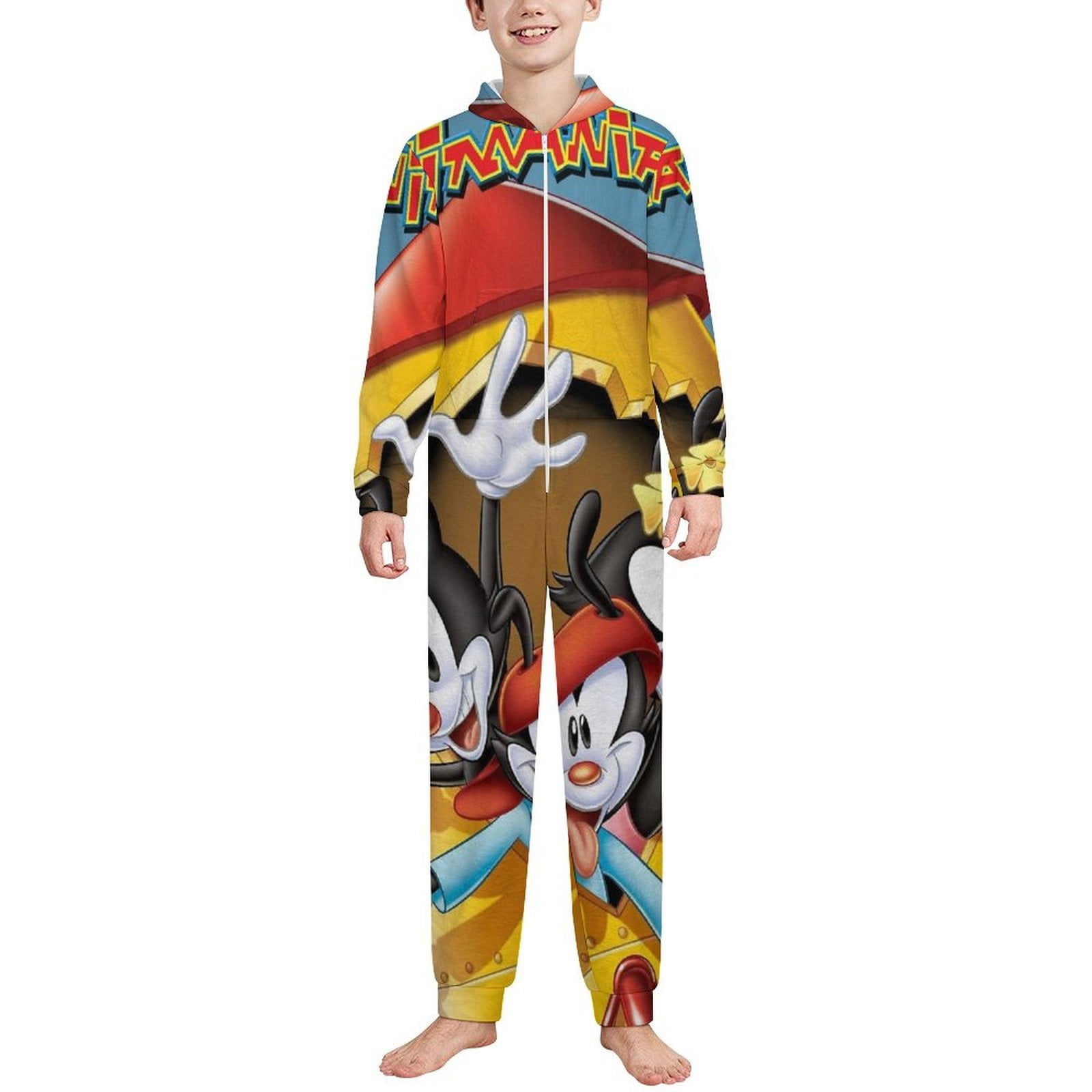 Animaniacs Kids One Piece Pajama Hooded Union Suit PJs Sleepwear for ...