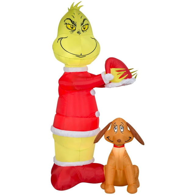 Airblown Inflatable Animated Grinch & Max Christmas Blow Up Decoration ...
