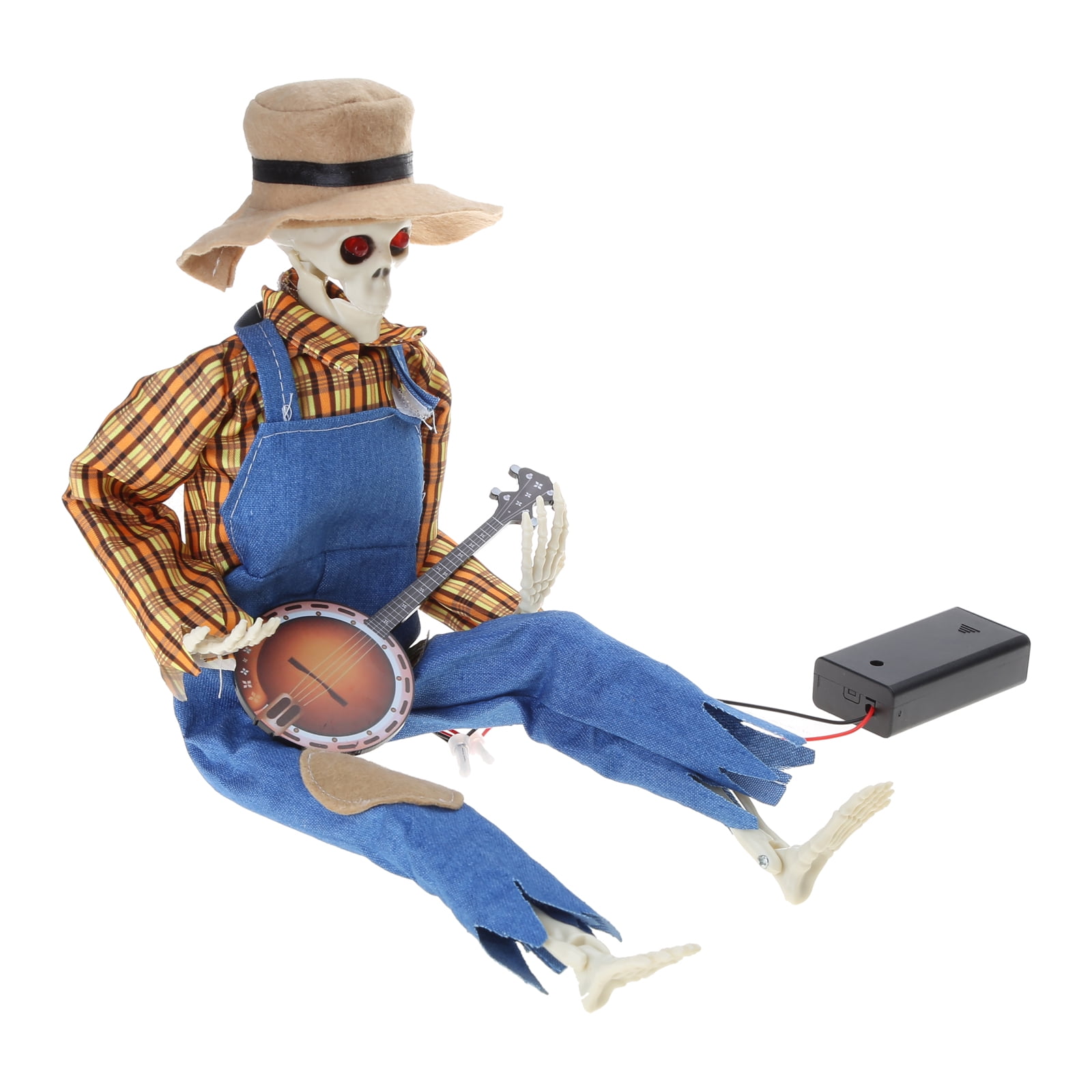 Animated Banjo Skeleton Decoration, Cowboy Skull Figurine,Animated ...