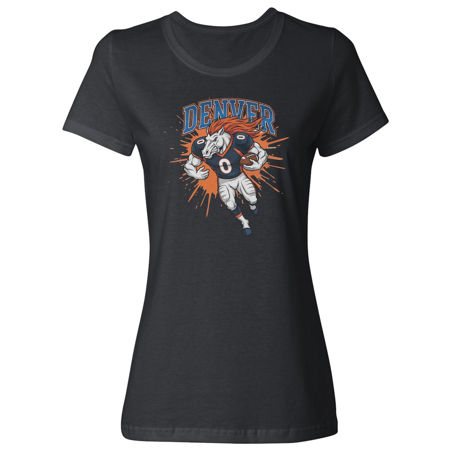 Animated Bronco Inspired Denver - Sports Fans Gift Ladies' Crewneck T ...