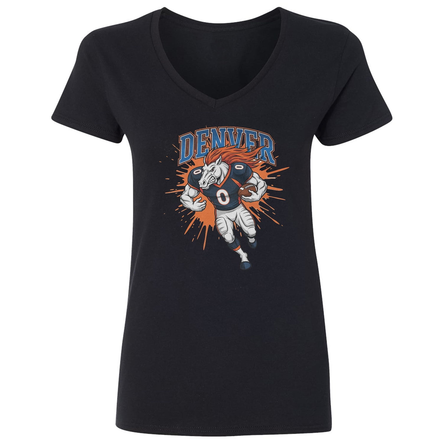 Animated Bronco Inspired Denver - Sports Fans Gift Ladies' V-Neck ...