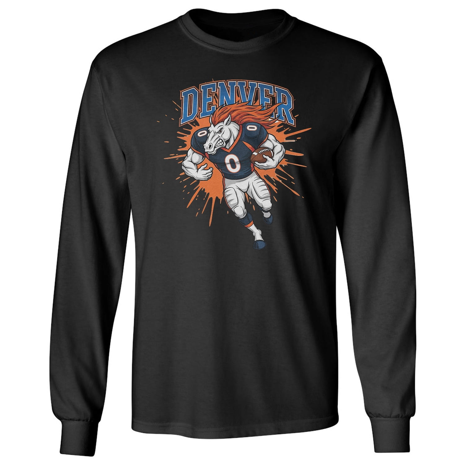 Animated Bronco Inspired Denver - Sports Fans Gift Long Sleeve T-Shirt ...