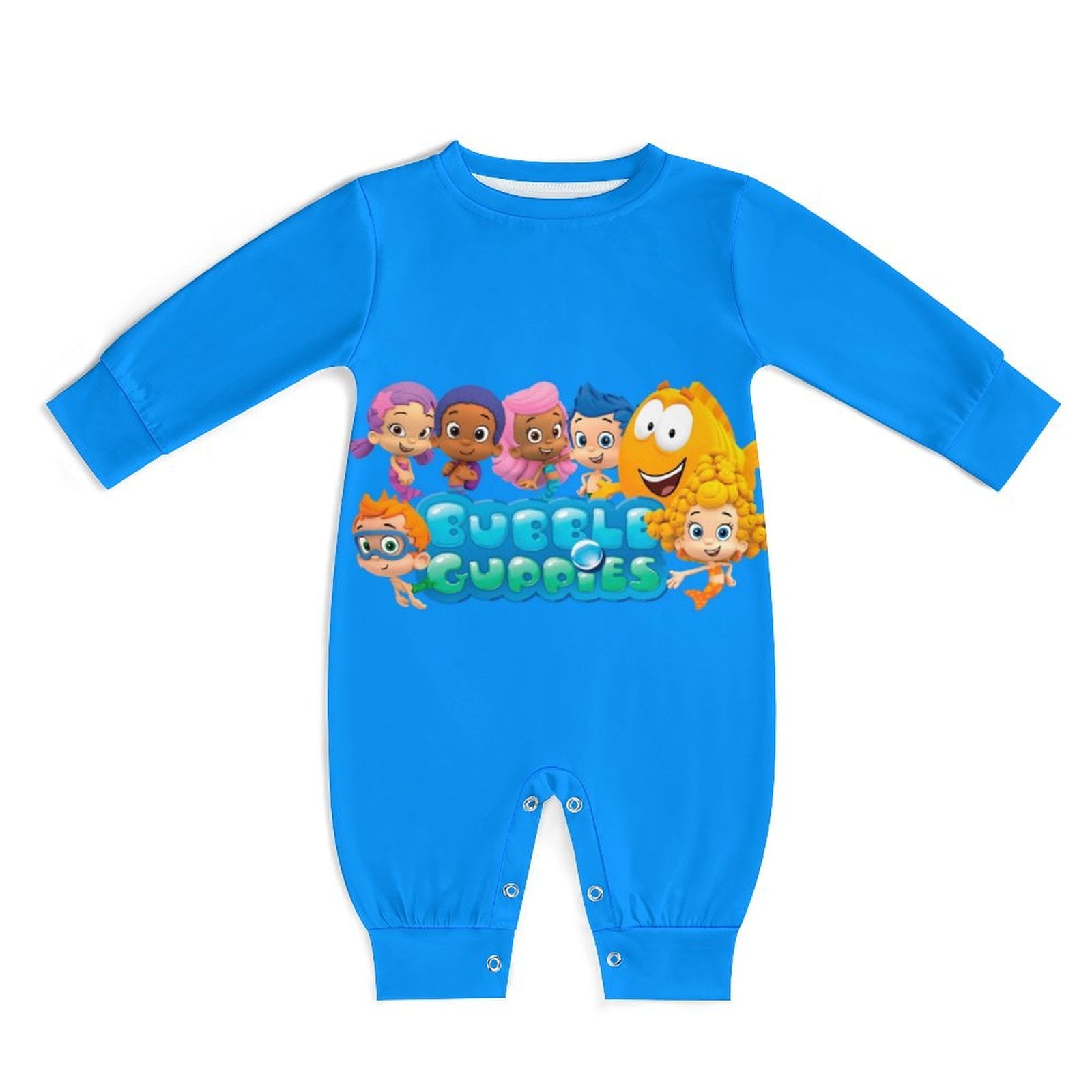 Animated Bubble Guppies Baby Rompers One-Piece Long Sleeve Jumpsuit ...