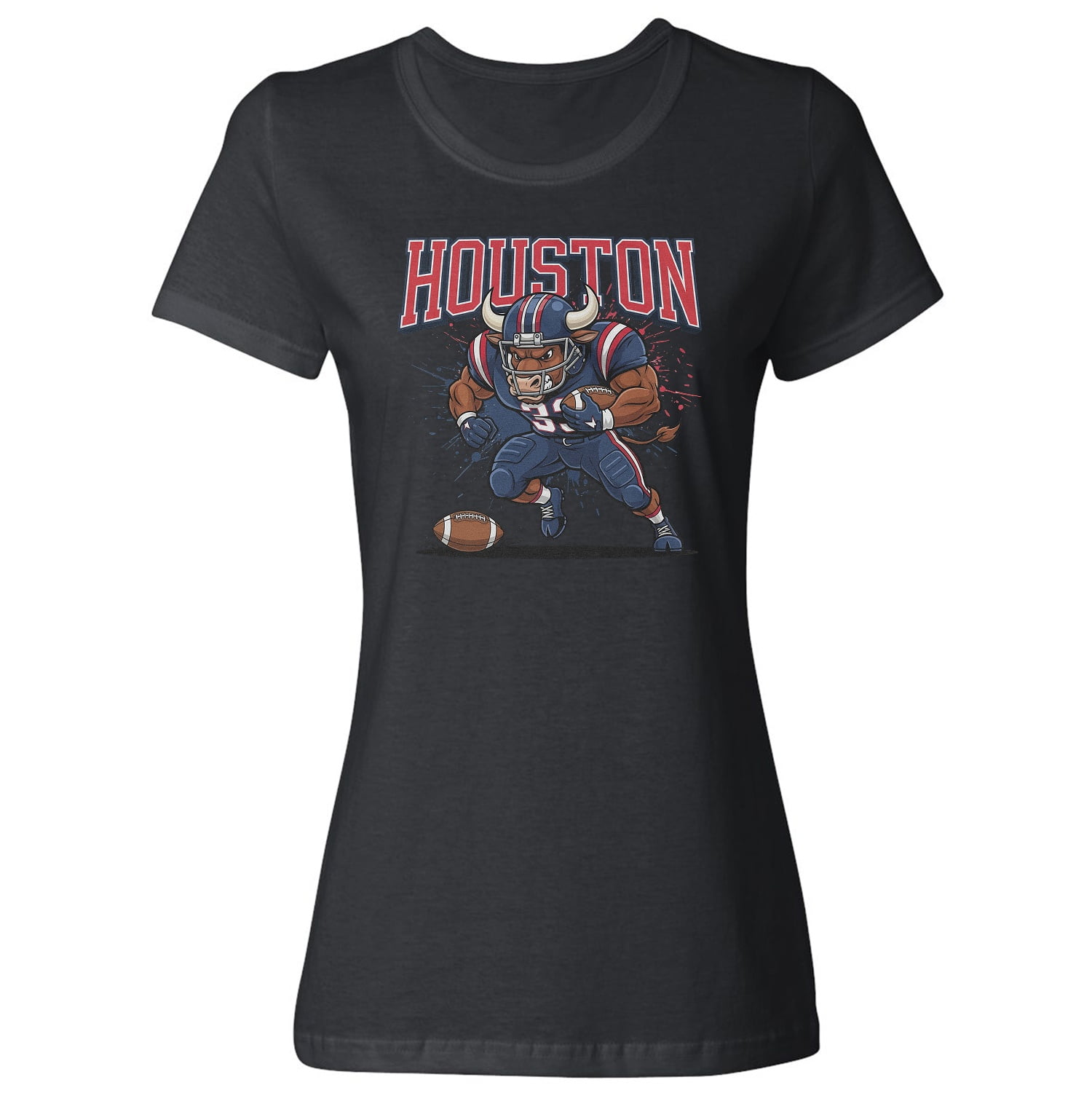 Animated Bull Inspired Houston - Sports Fans Gift Ladies' Crewneck T ...