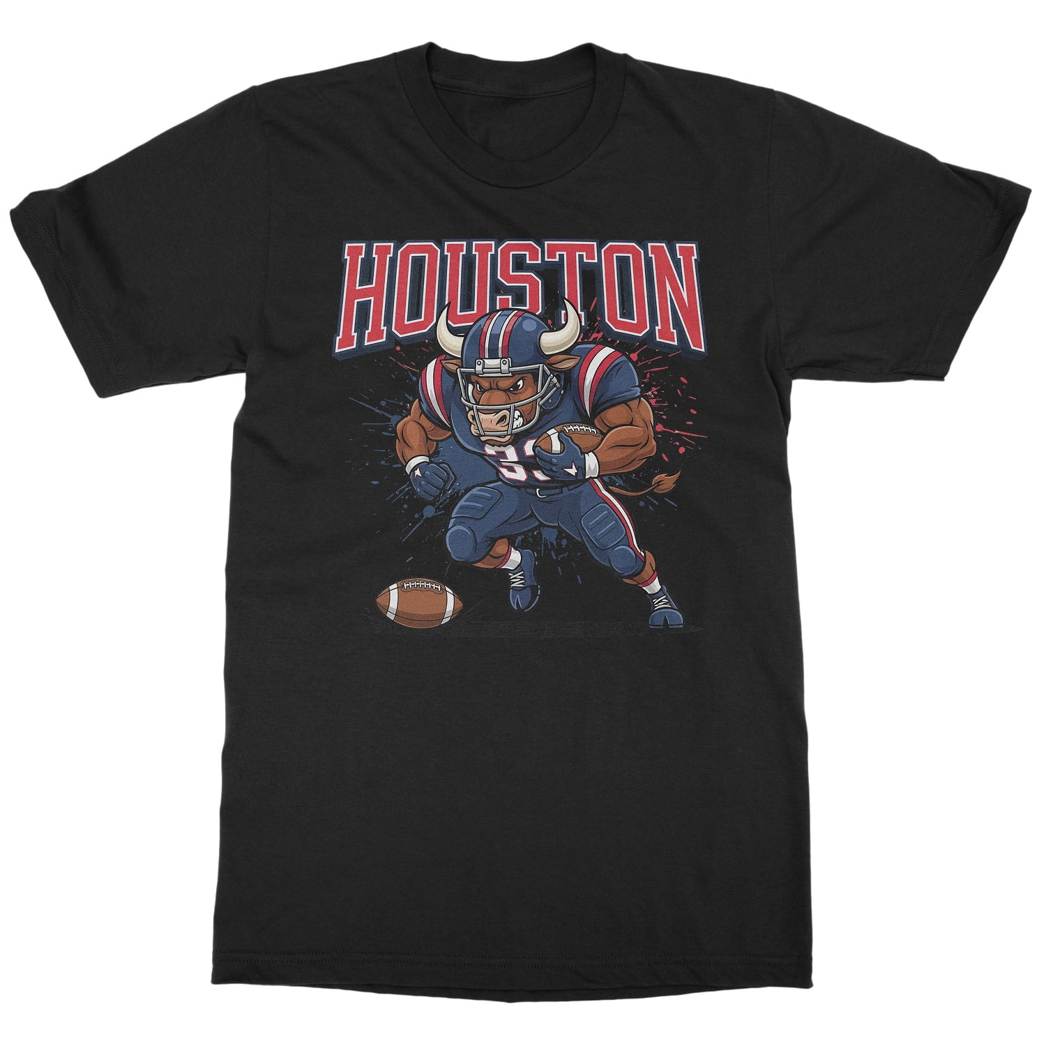 Animated Bull Inspired Houston - Sports Fans Gift Unisex T-Shirt (Black ...