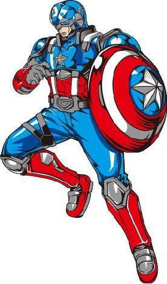 Animated Captain America Cartoon Character Wall Art Sticker Vinyl ...