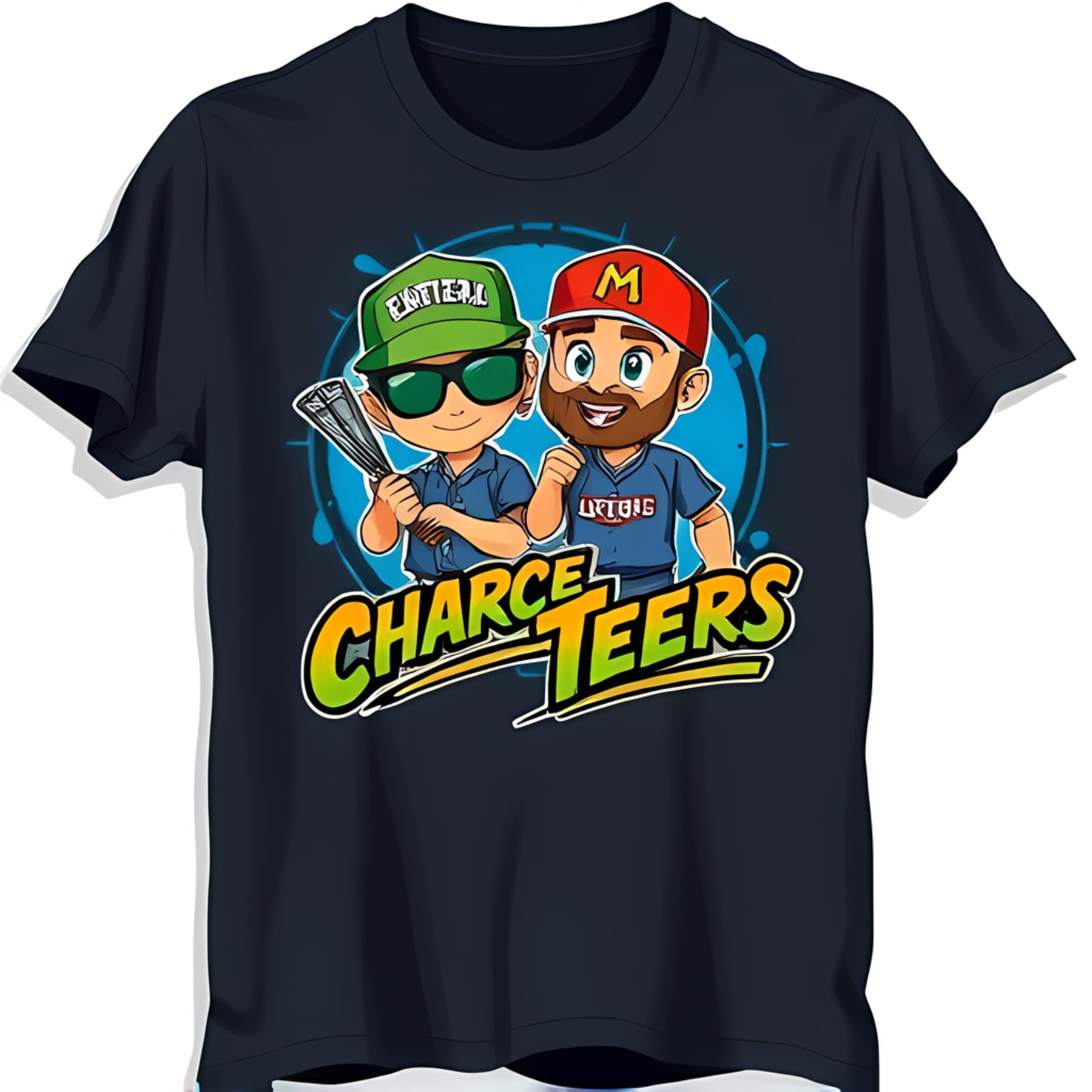 Animated Characters with Bats on T-Shirt 'CHARGE TEERS' Design with ...