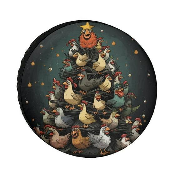 Animated Chicken Christmas Tree Spare Tire CoverChicken Christmas ...