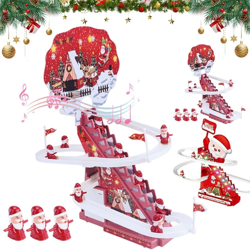 Animated Christmas Tree Ski Slope, Santa Musical Electric Track Toy ...
