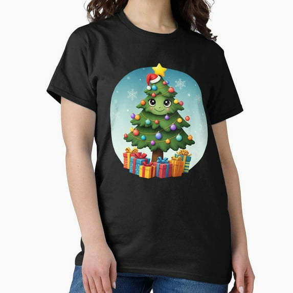Animated Christmas Tree With Face St. Nick Hat And Presents Cartoon ...