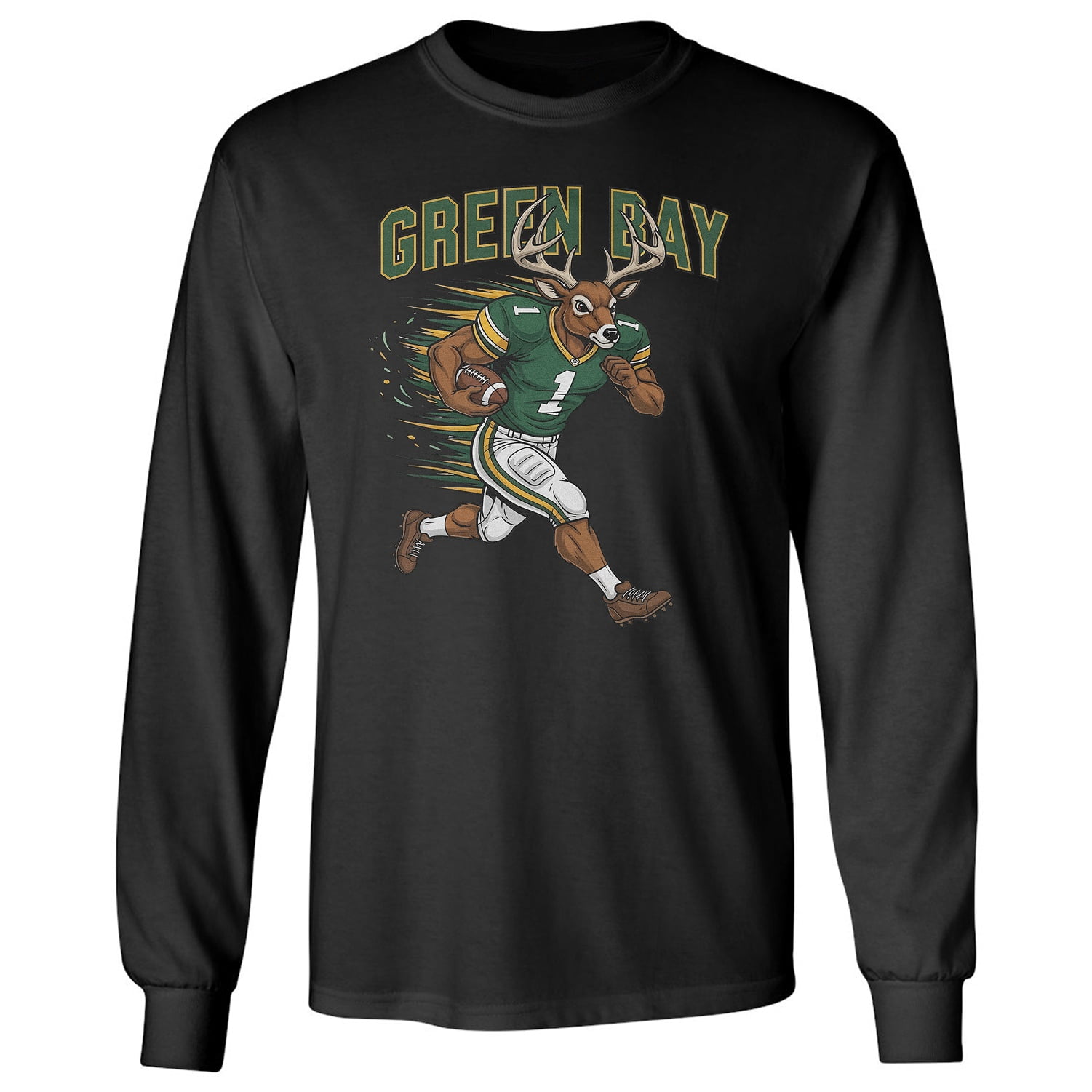 Animated Deer Inspired Green Bay - Sports Fans Gift Long Sleeve T-Shirt ...