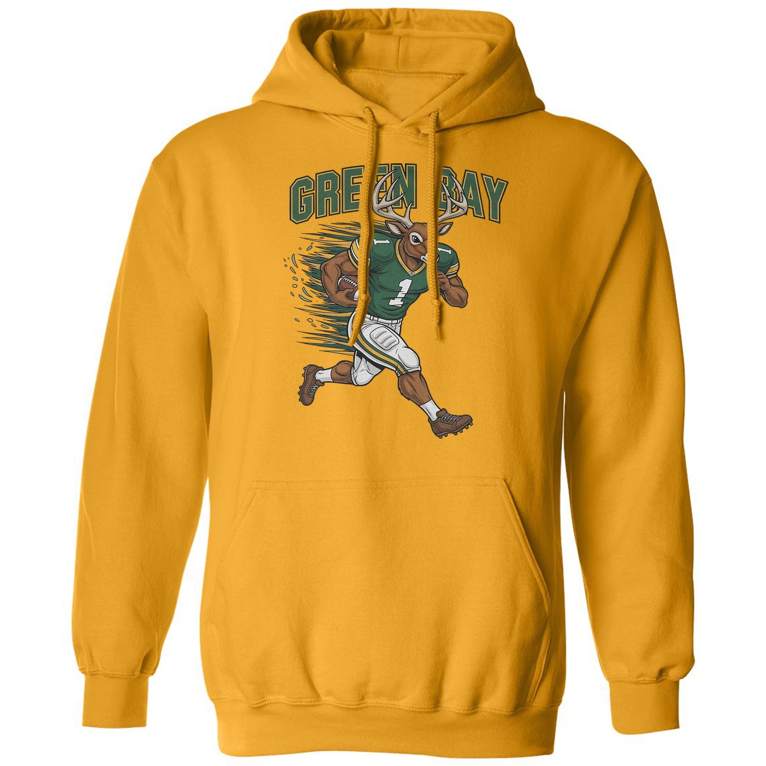 Animated Deer Inspired Green Bay - Sports Fans Gift Unisex Hooded ...
