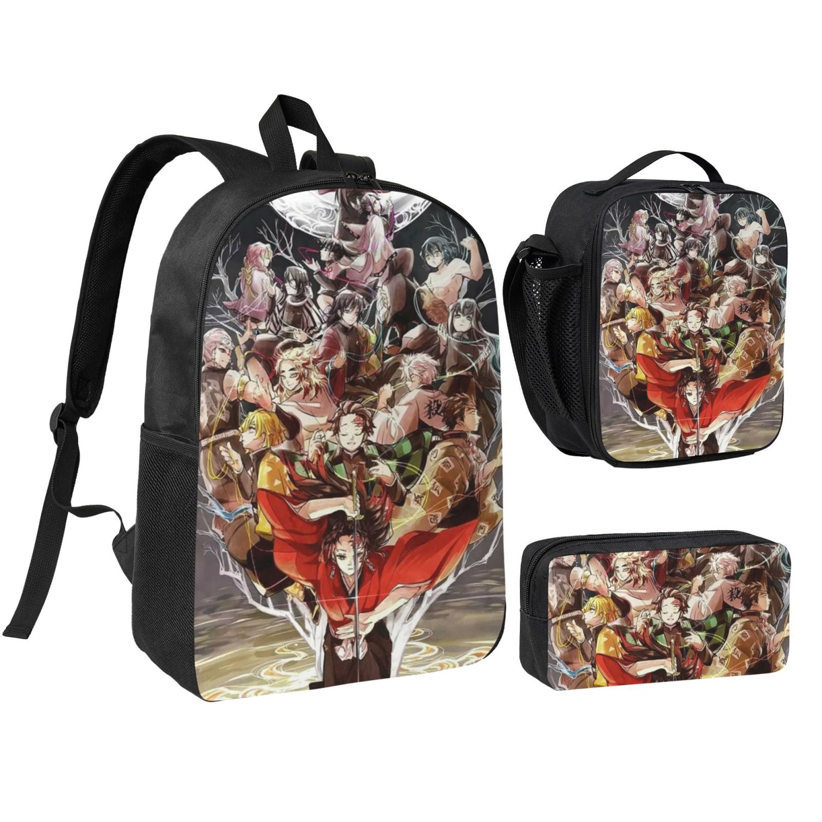 Animated Demon Slayer Backpack Set 3pcs Schoolbag Lunch Bag Pencil Case ...
