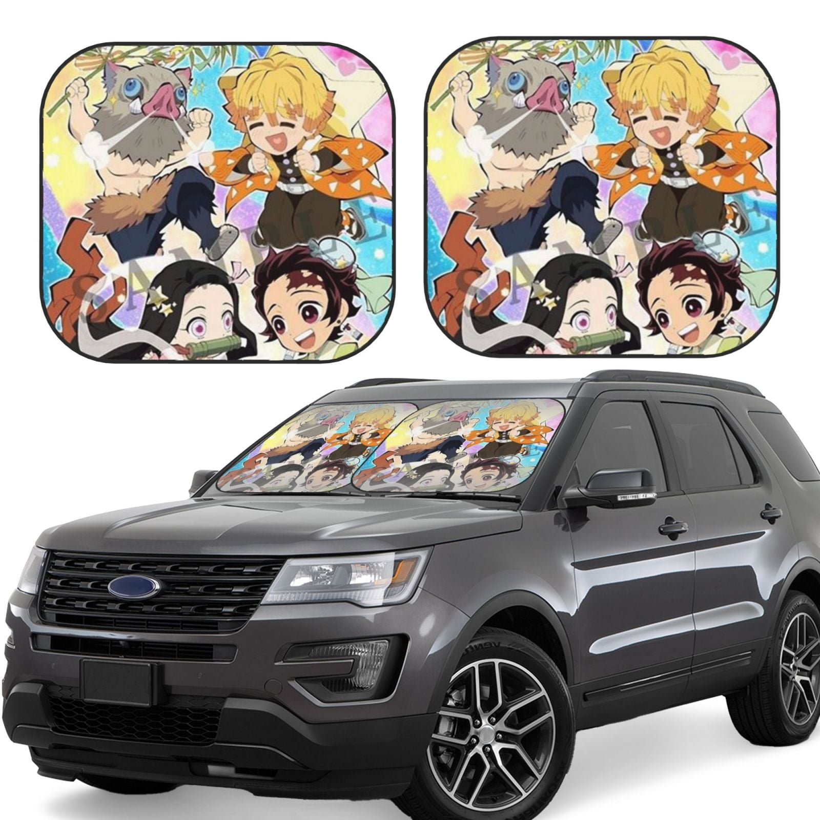 Animated Demon Slayer Windshield Sun Shades Foldable Automotive Car ...
