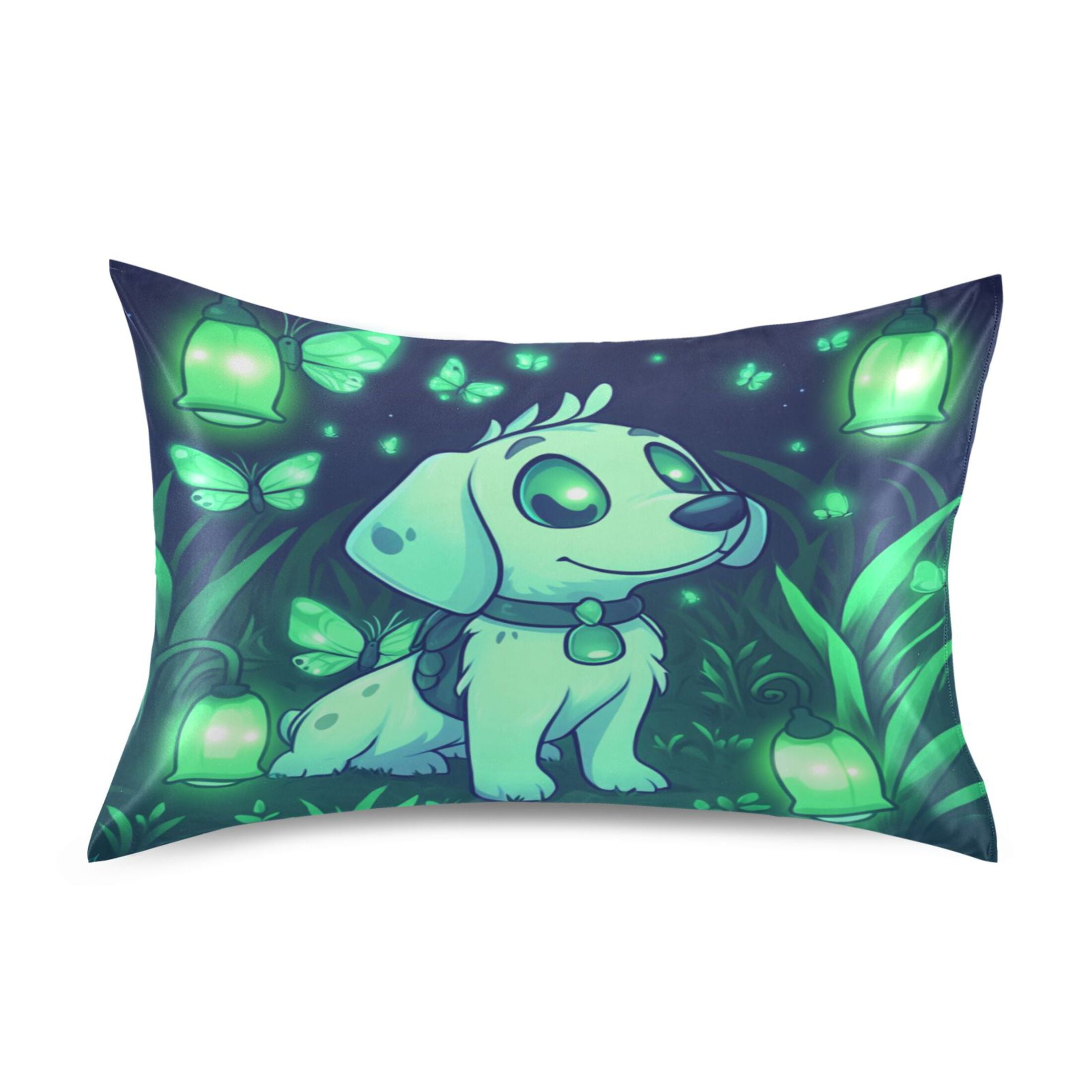 Animated Dog Pillowcase Standard Size Luxury Silky Soft Wrinkle ...
