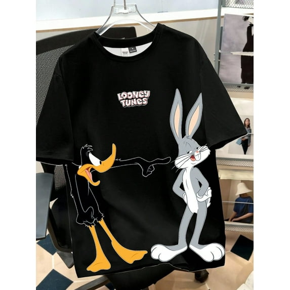 Animated Duo Silhouette Style Graphic Tee Playful Character Pose ...
