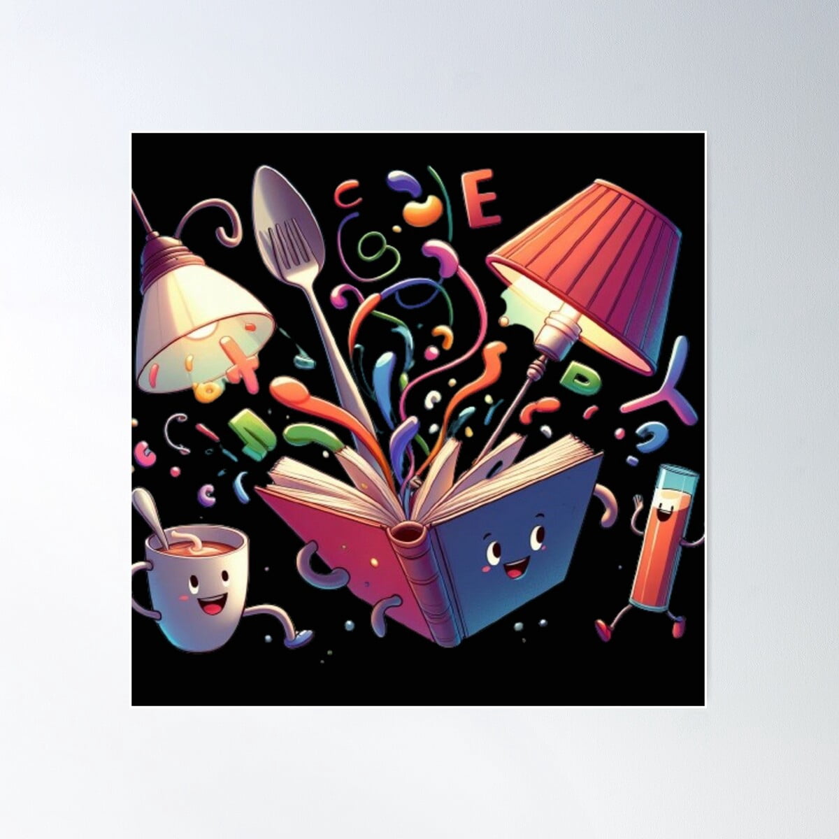 Animated Figures In The World Of Knowledge Poster Wall Art, Modern Wall ...