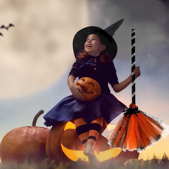Animated Flying Witch Broomstick Halloween Party Decoration Prop Set ...