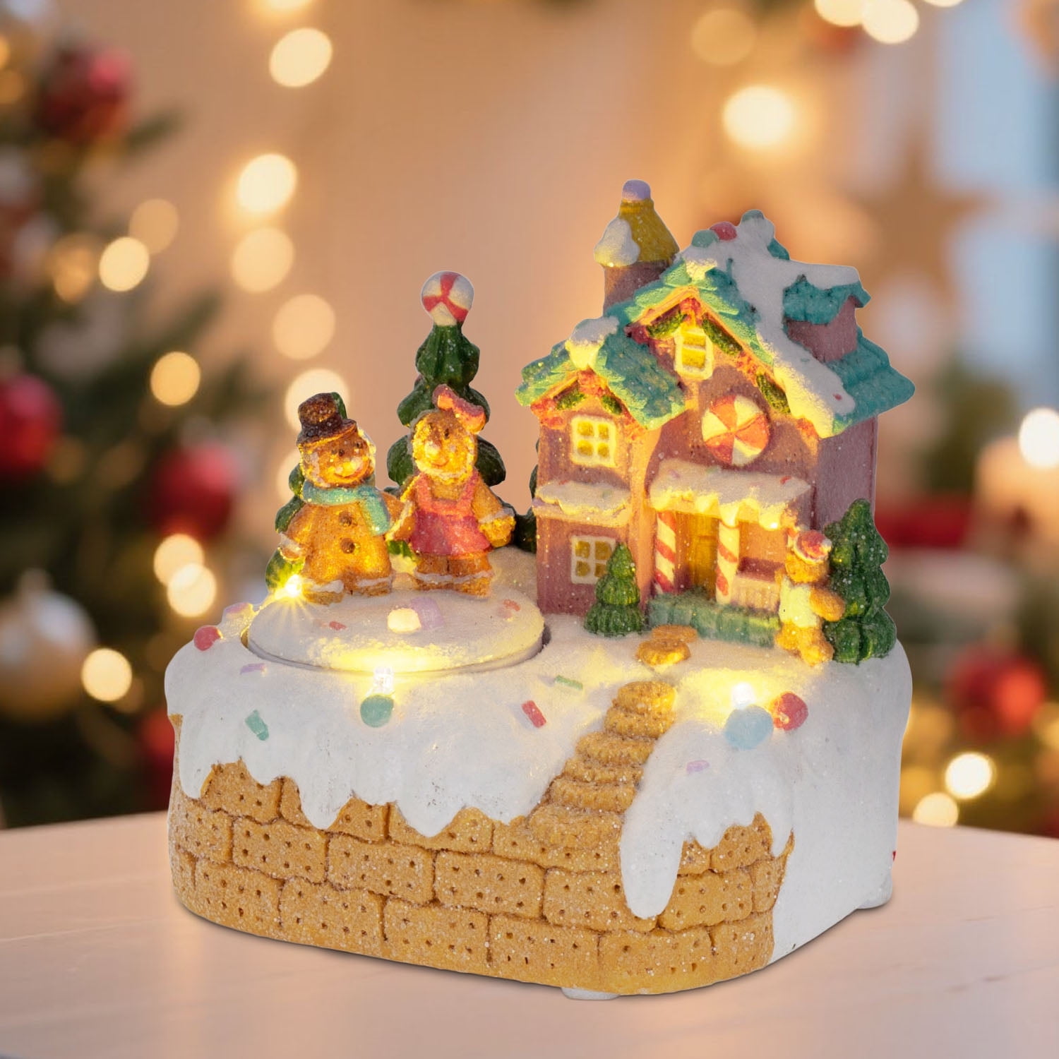 Animated Gingerbread House Christmas Decor, Pre-Lit Musical Collectible ...
