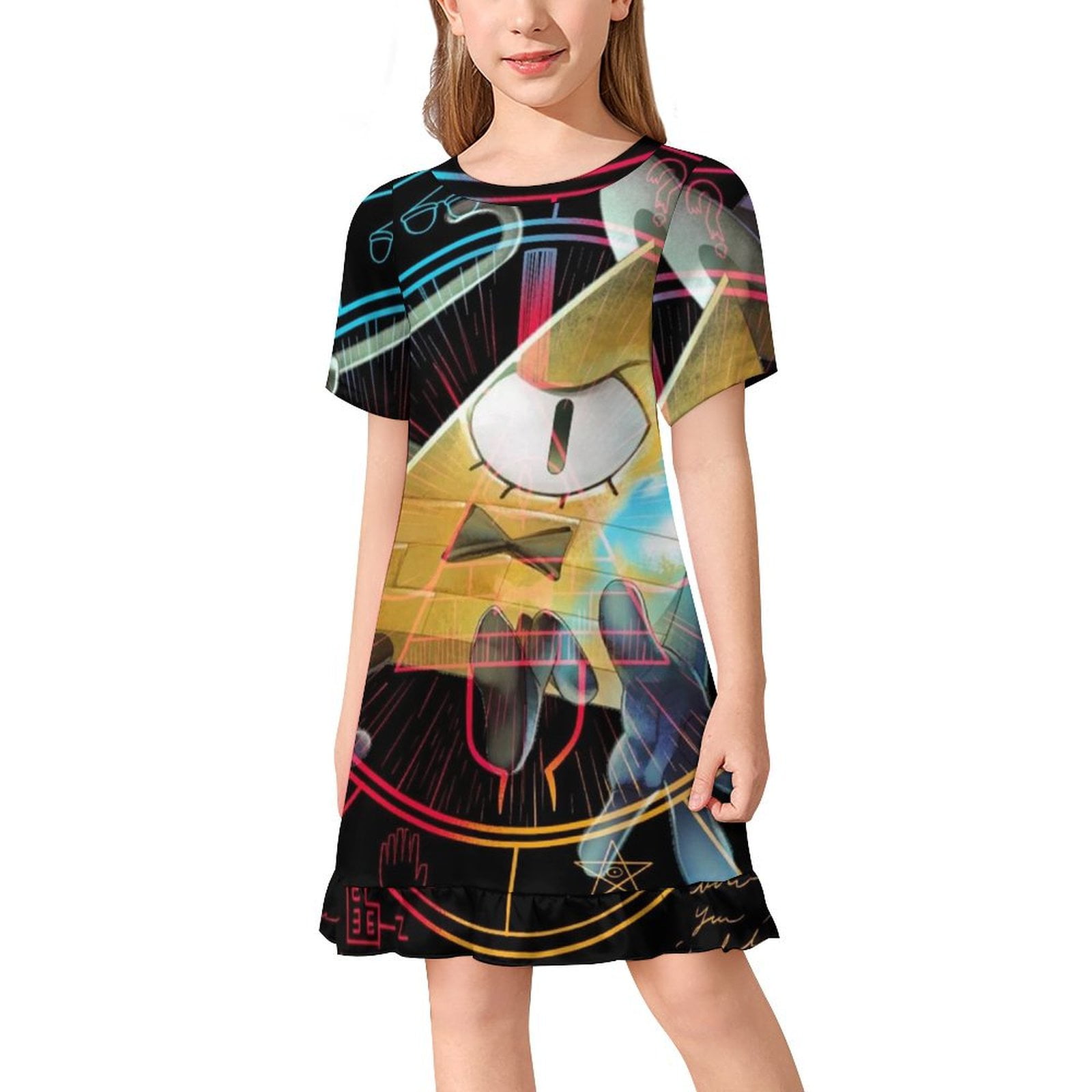 Animated Gravity Falls Bill Cipher Children's Short Sleeved Dress 3D ...