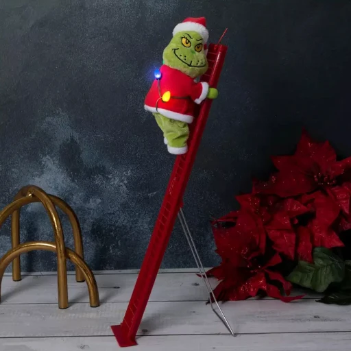 Animated Grinch Climbing Ladder with Lights and Christmas Music 17 ...