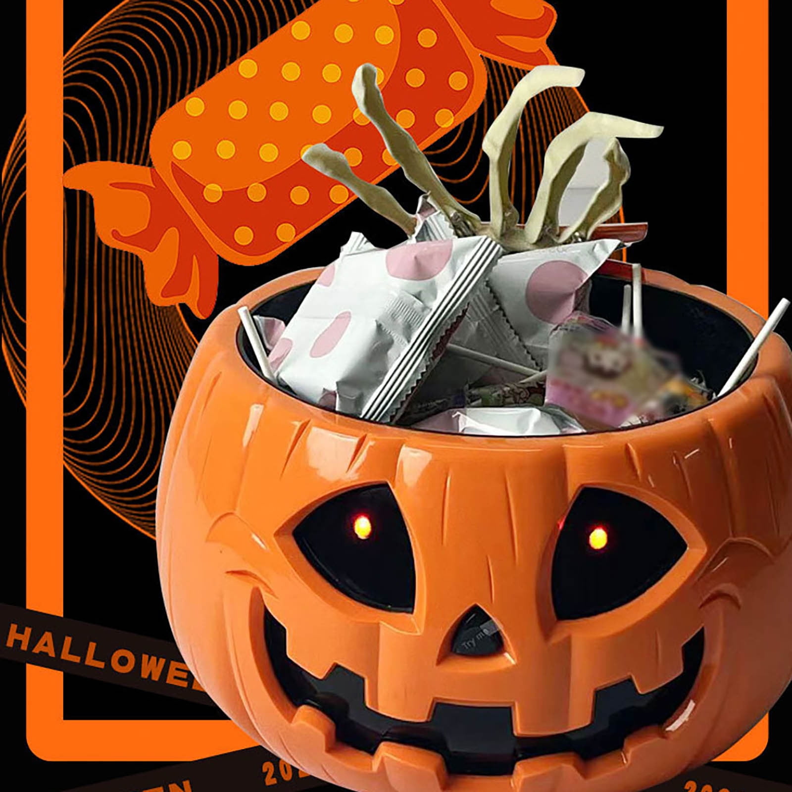 Animated Halloween Candy Serving Dish with Motion Activated Skeleton ...