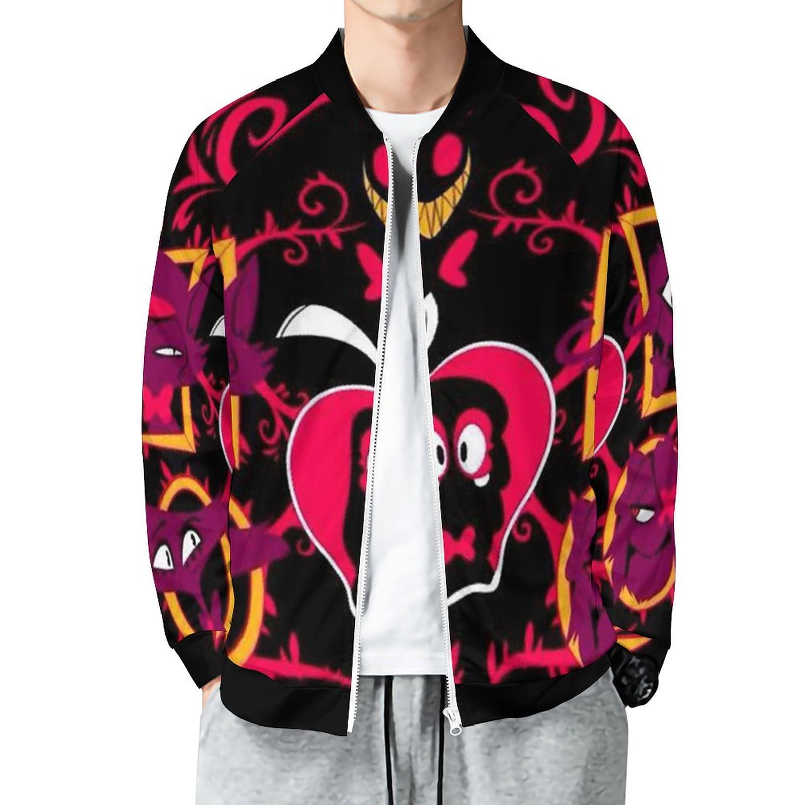 Animated Hazbin Hotel Fashion Jacket Mens Windbreaker Coat Lightweight ...