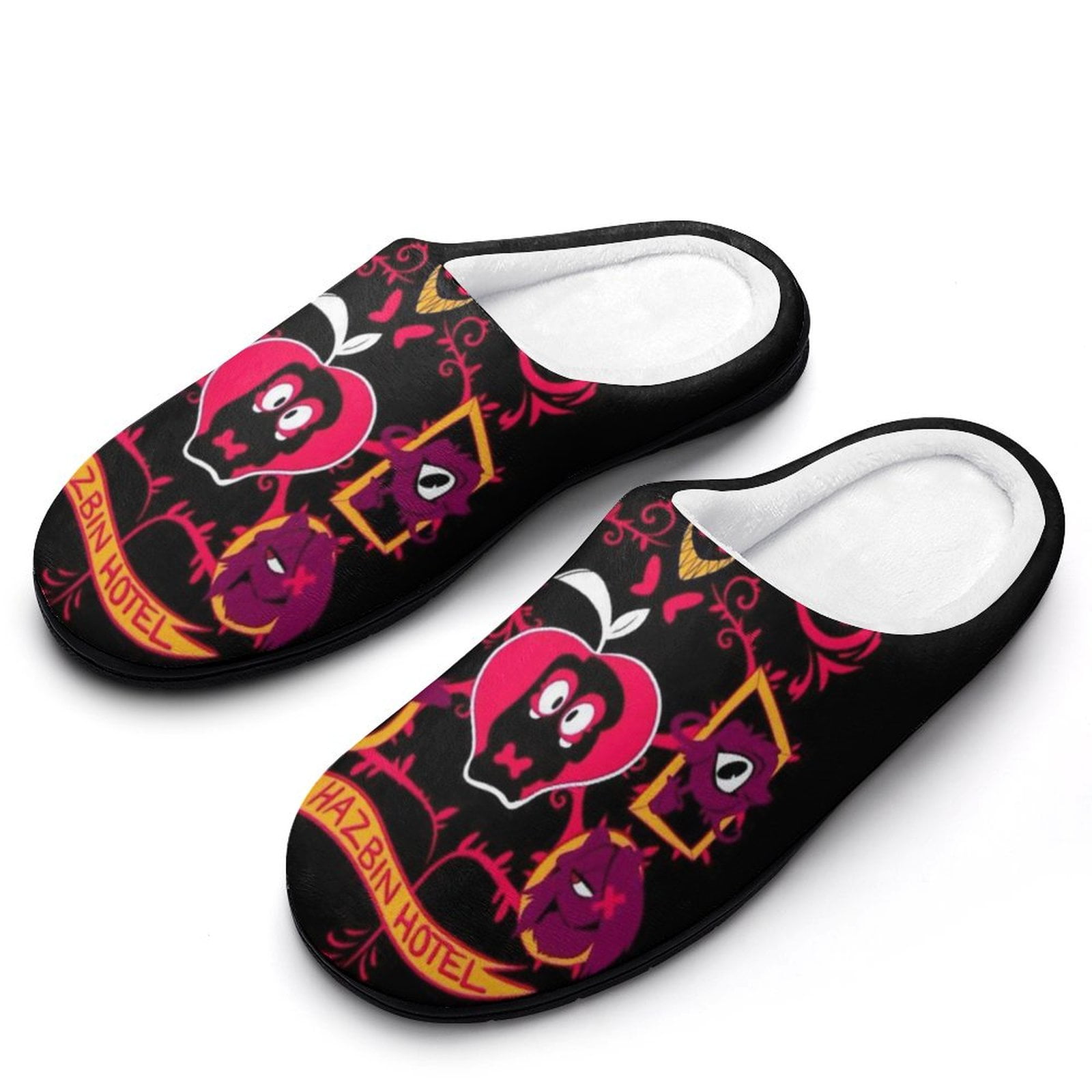 Animated Hazbin Hotel Men's Fuzzy Slippers House Open Back Slippers ...