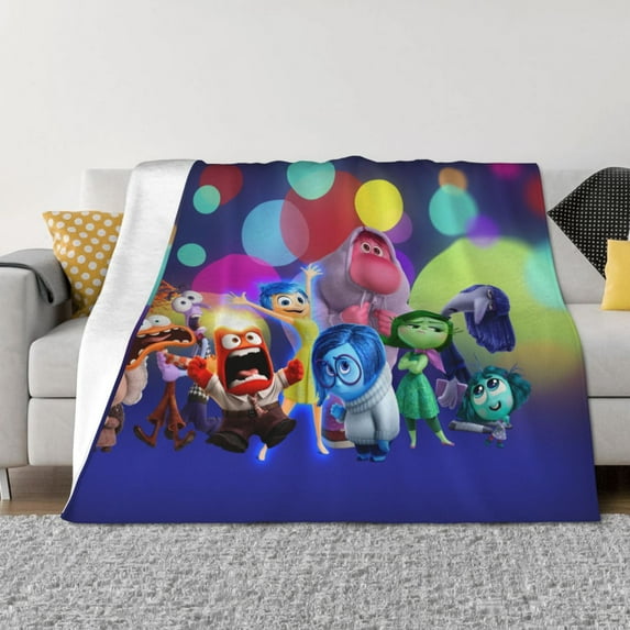 Animated Inside Out Flannel Blanket Cozy Ultra-Soft Micro Throw Blanket ...