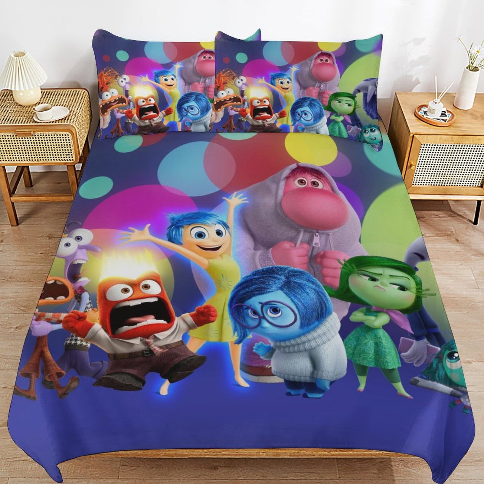 Animated Inside Out 3 Pieces Bedding Set Double Sided Printing Soft ...