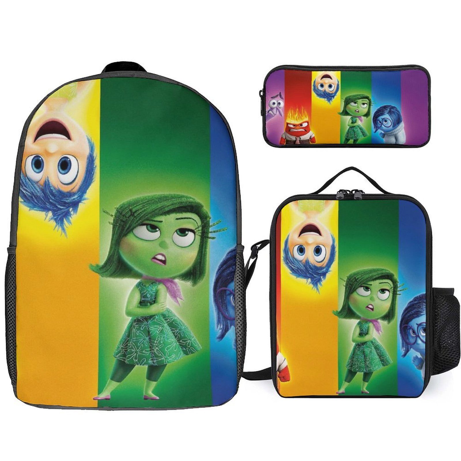 Animated Inside Out Backpack With Lunch Bag Pencil Case Set Schoolbag ...