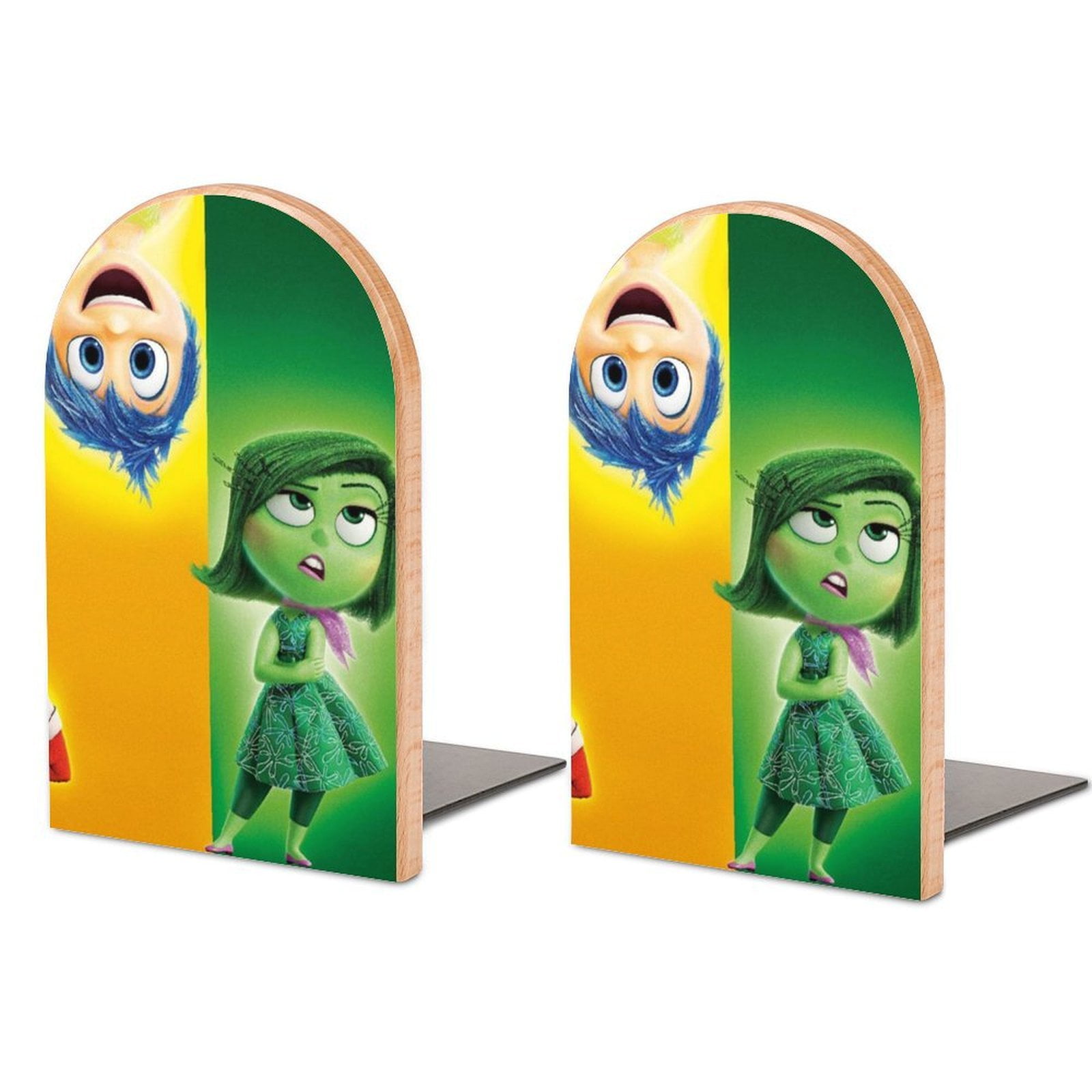 Animated Inside Out Bookends Wood Book Divider Decor Shelves Non-Skid ...