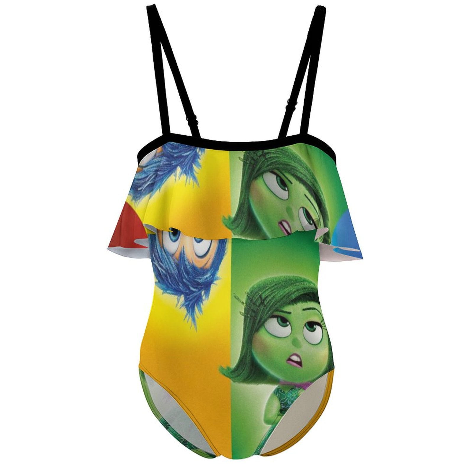 Animated Inside Out Children's Swimsuit Adjustable Off Shoulder Ruffle ...