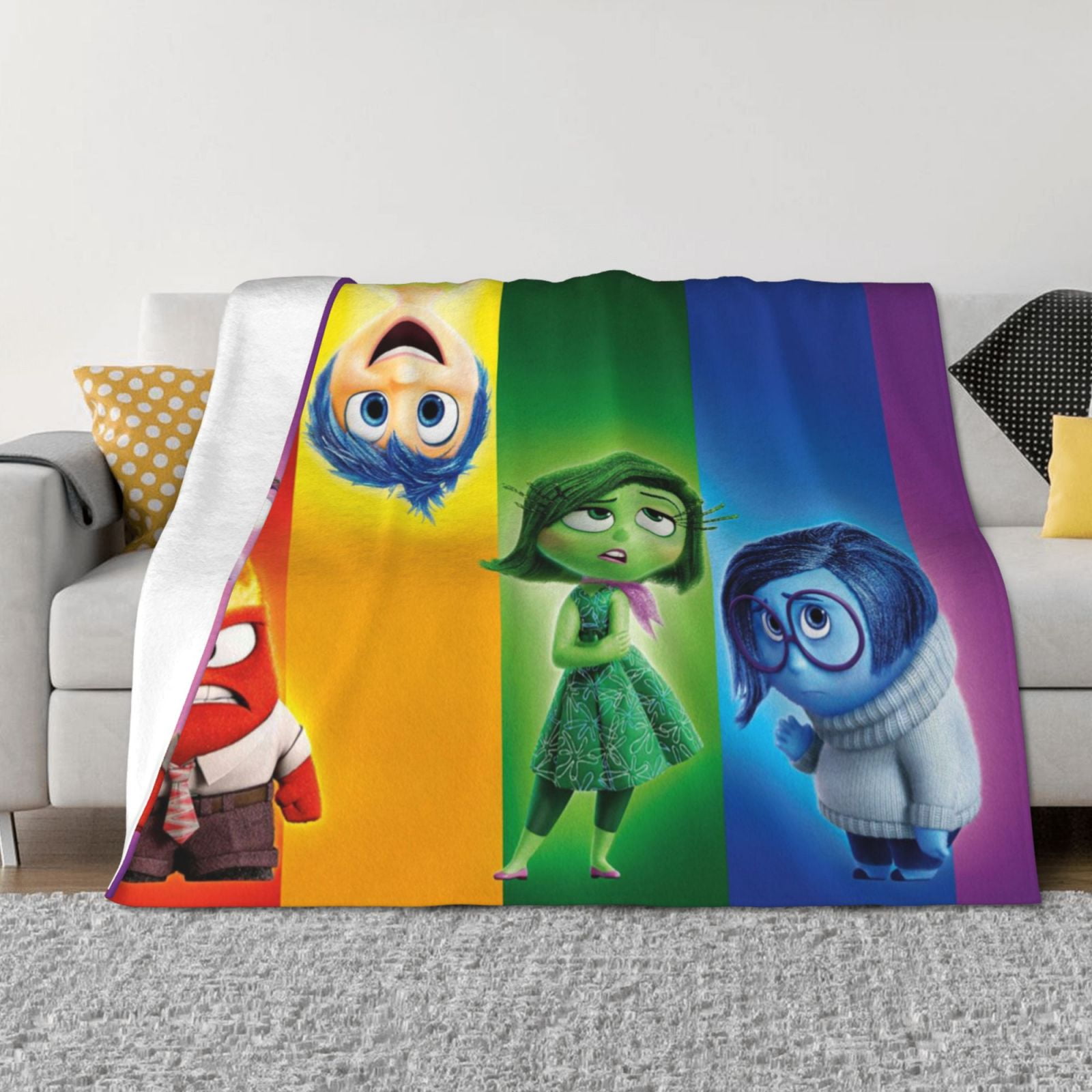 Animated Inside Out Flannel Blanket Cozy Ultra-Soft Micro Throw Blanket ...