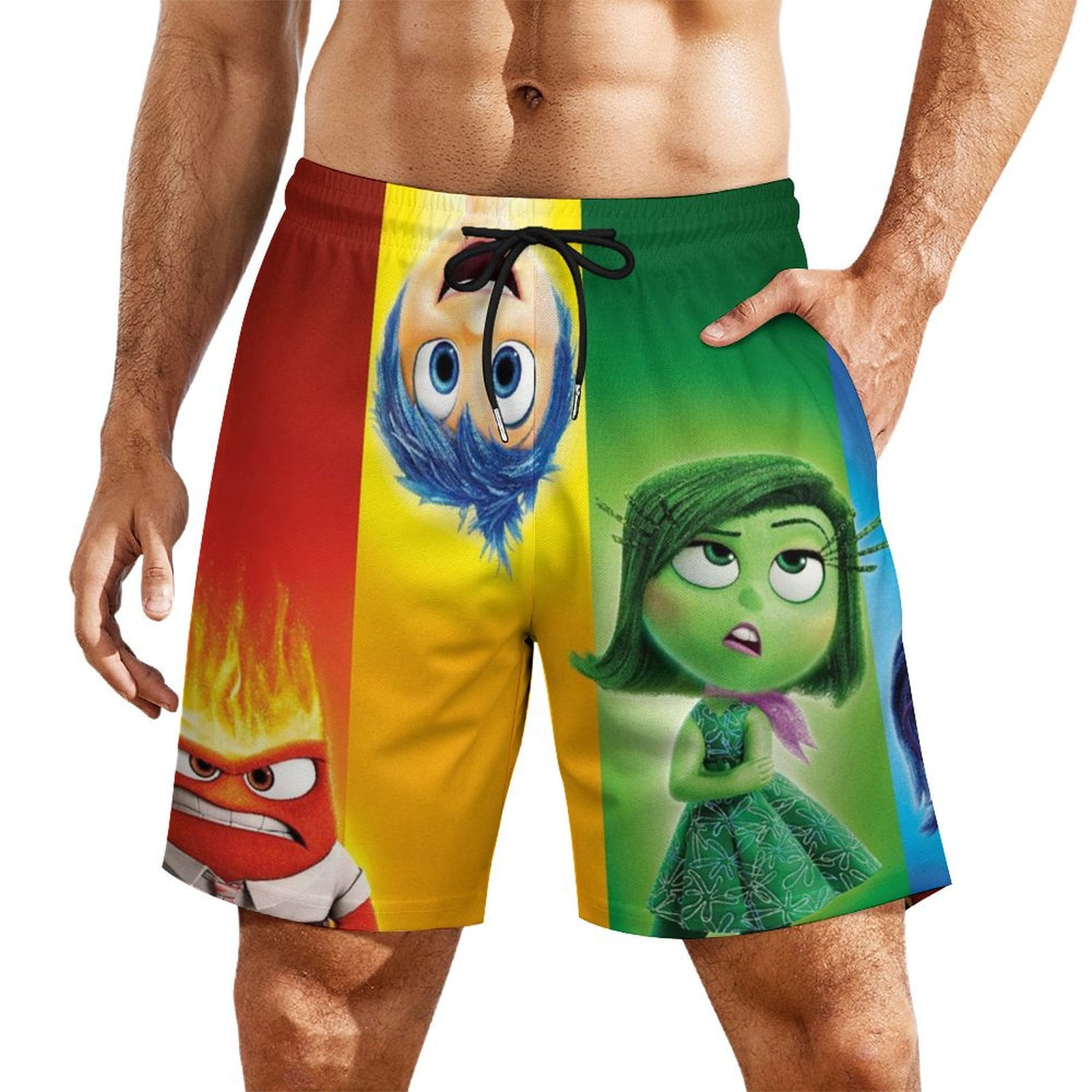 Animated Inside Out Mens Board Shorts Summer Swim Trunks Quick Dry ...