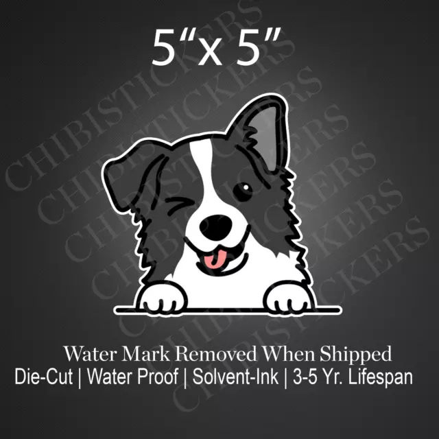 Animated Kawaii Border Collie Realistic Dog Sticker Vinyl Waterproof ...