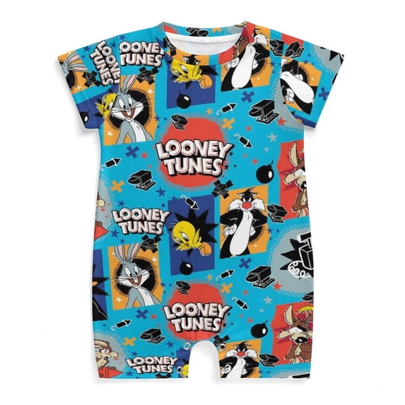 Animated Looney Tunes Baby One-Piece Rompers Summer Short Sleeve Outfit ...