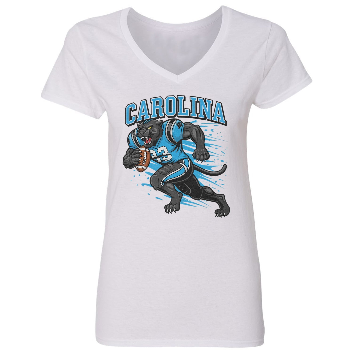 Animated Panther Inspired Carolina - Sports Fans Ladies' V-Neck Tshirt ...