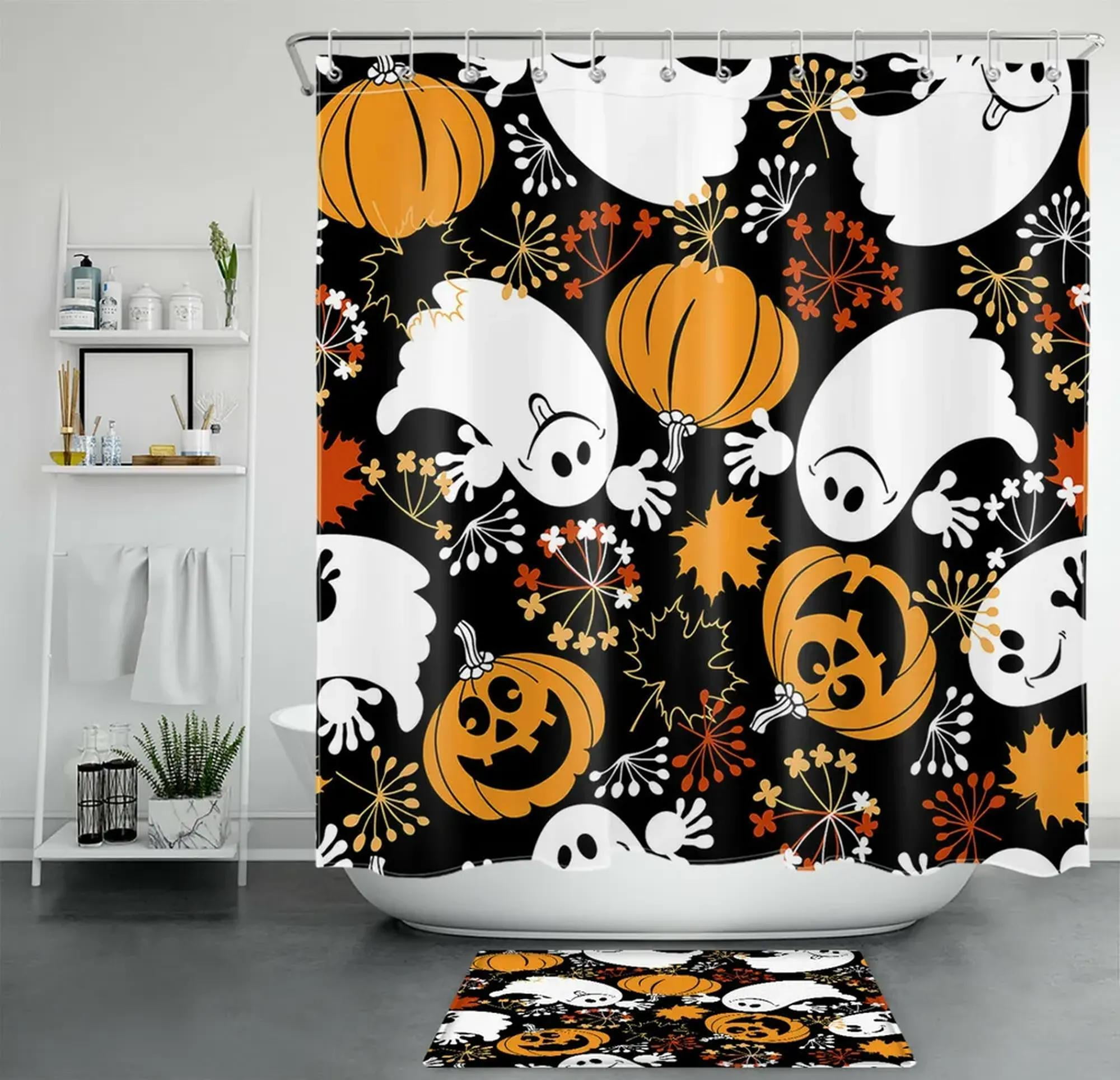 Animated Pumpkin Ghost Shower Curtain And Bath Decor A Spooky Halloween