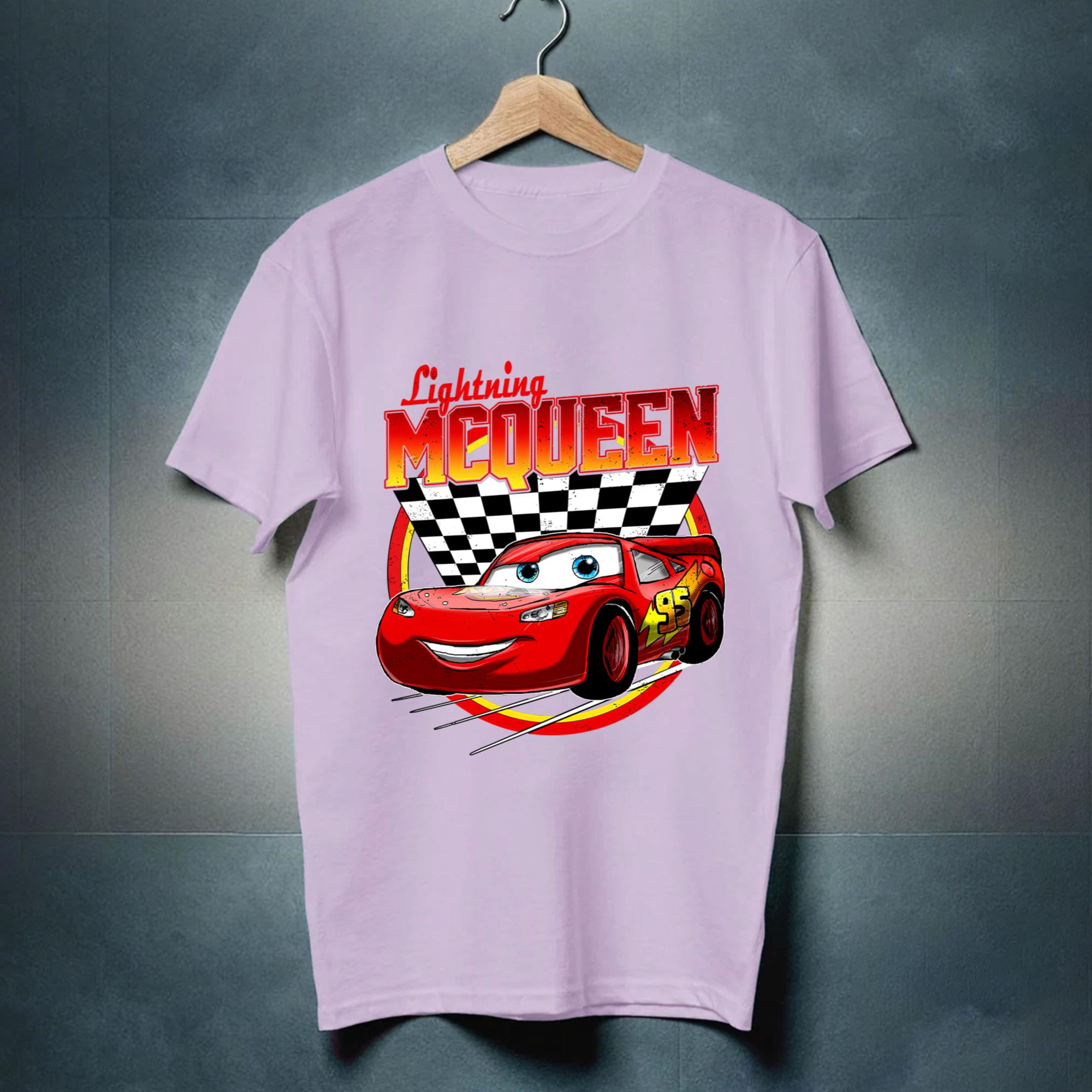 Animated Race Vehicle Characters Checkerboard Racing Shirt for Kids ...