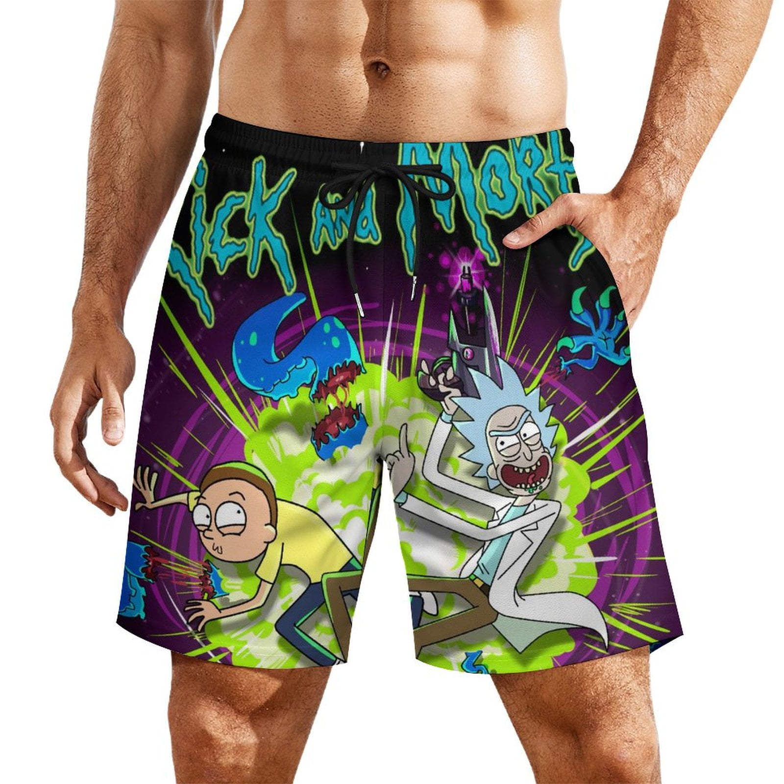 Animated Rick And Morty Men's Board Shorts Swim Trunks Quick Dry Beach ...