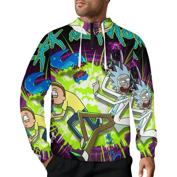Animated Rick And Morty Zipper Hoodies Pullover Sweatshirt High Neck ...