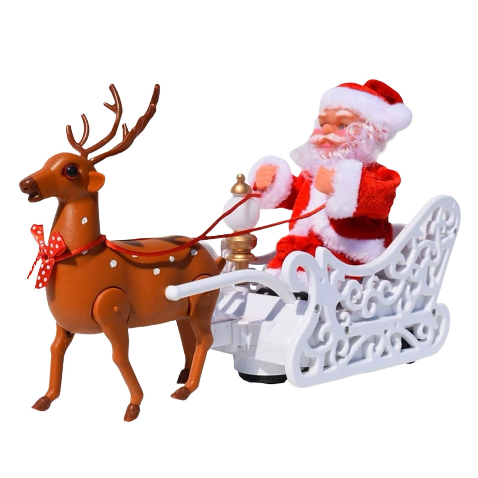 Animated Santa Claus Sleigh with Reindeer Toy - Electric Moving ...