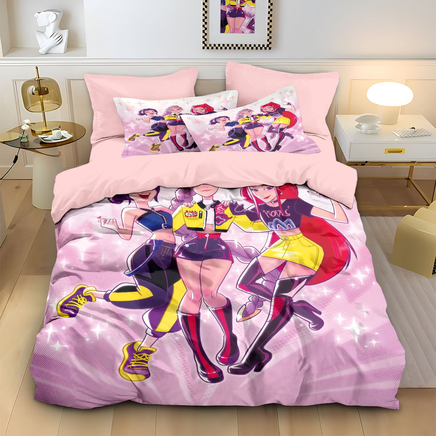 Animated Style Printed Duvet Cover Set, 3 Pieces with 1 Duvet Cover and 2 Pillowcases, No ...